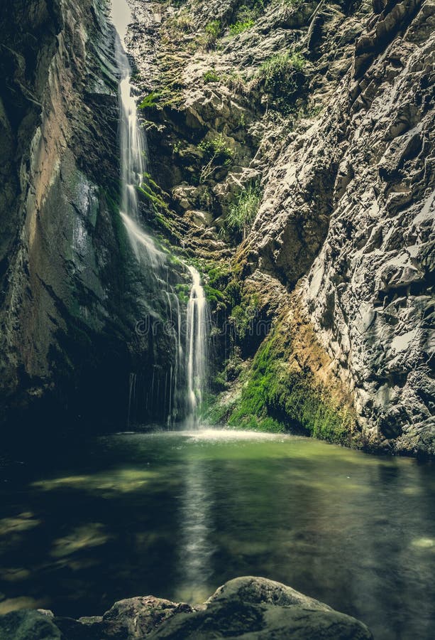 Waterfall in Mountains of Troodos, Cyprus Stock Image - Image of green ...