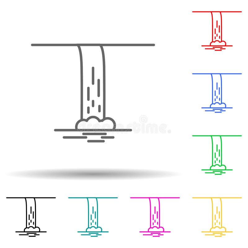 Waterfall Multi Color Set Icon. Simple Thin Line, Outline Vector of ...