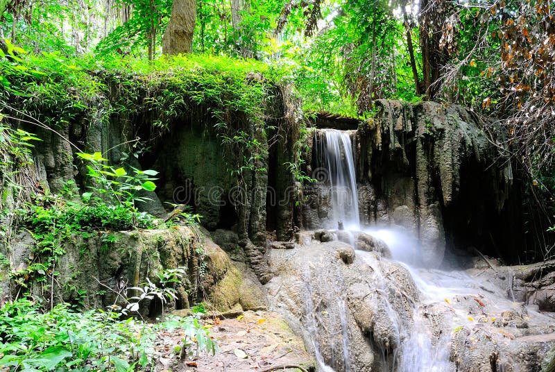 Waterfall stock image. Image of level, water, green, multi - 51225353