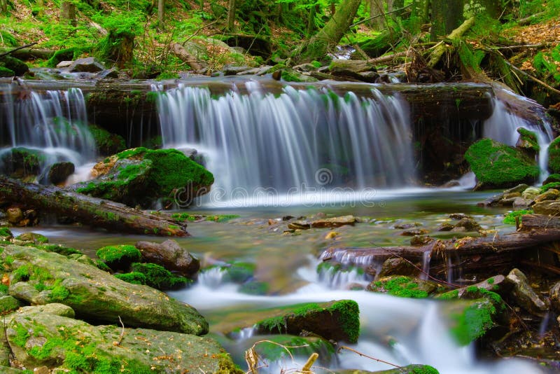 Waterfall in the National Park Sumava-Czech Republic Stock Image ...