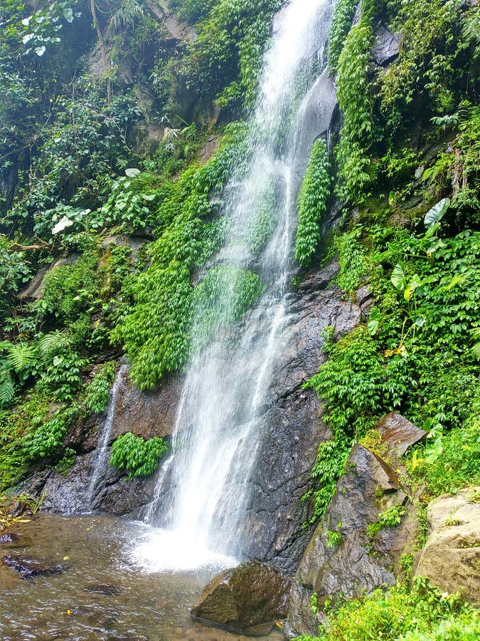 A Waterfall in Nature in Central Java Indonesia Stock Image - Image of ...