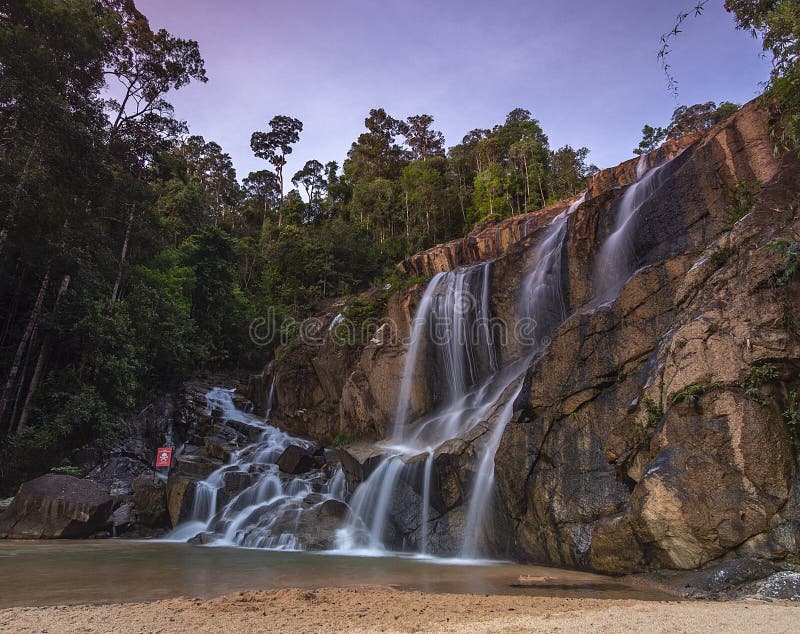 Waterfall Near the Forest in Long Exposure Stock Image - Image of ...