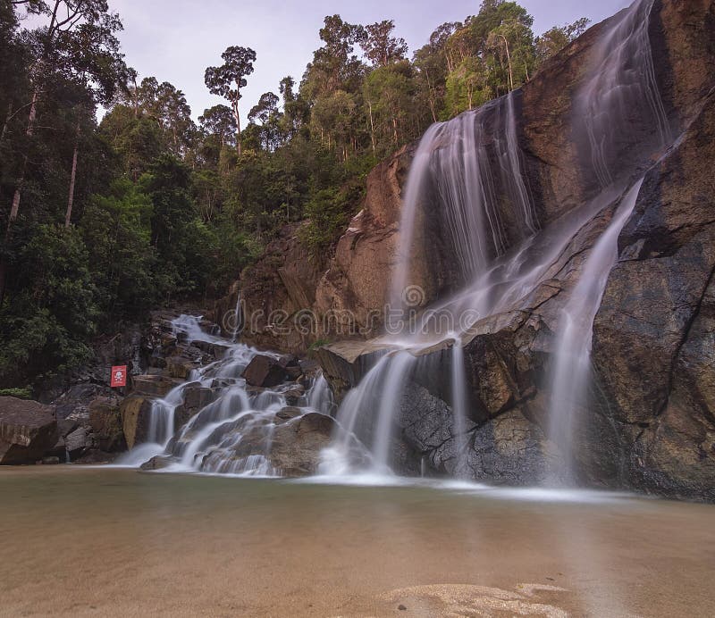 Waterfall Near the Forest in Long Exposure Stock Image - Image of ...