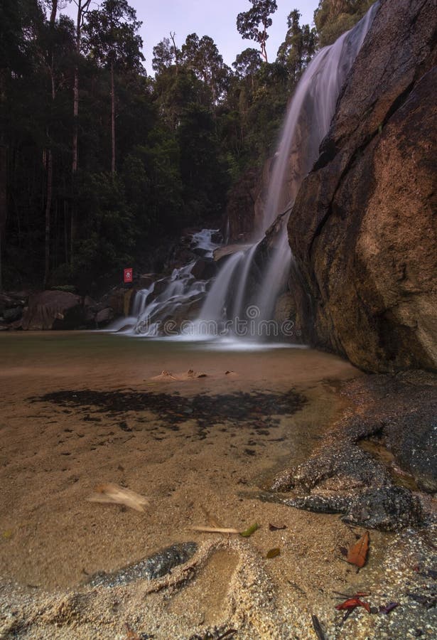 Waterfall Near the Forest in Long Exposure Stock Photo - Image of ...