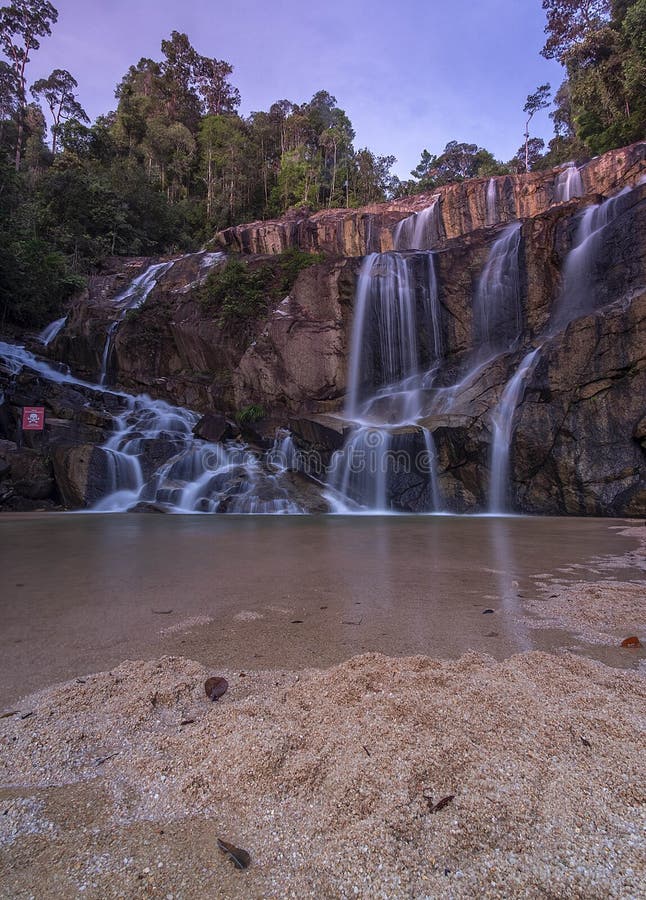 Waterfall Near the Forest in Long Exposure Stock Image - Image of ...