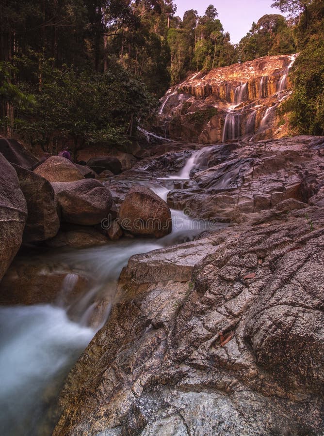 Waterfall Near the Forest in Long Exposure Stock Image - Image of park ...
