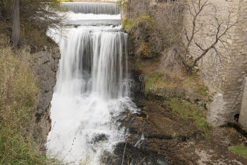 Waterfall Near Old Building Stock Photo - Image of waterfall, trees ...