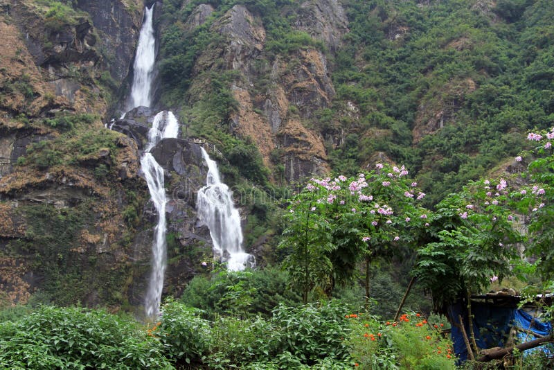 Waterfall stock photo. Image of green, mount, fall, nepal - 36452628
