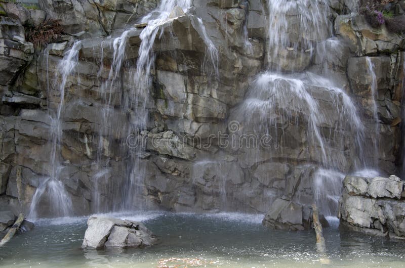 Waterfall stock image. Image of manmade, hotel, rocks - 40542025
