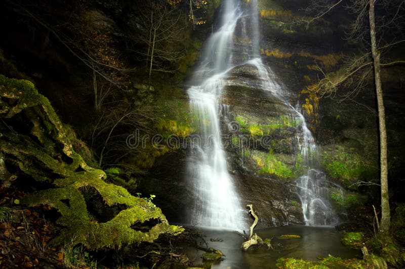 Waterfall at night stock photo. Image of vegetation, rainforest - 67754956