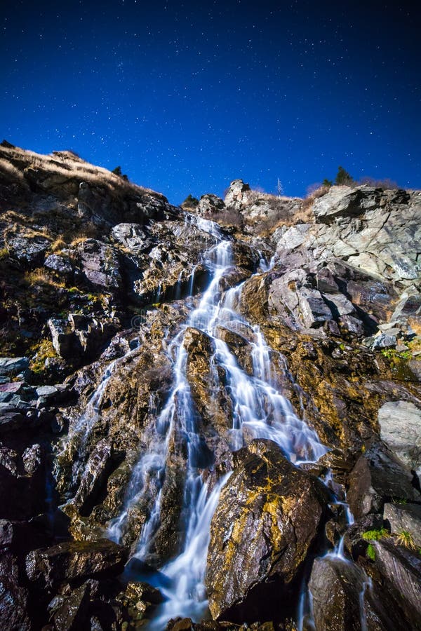 Waterfall at night stock image. Image of river, mountain - 47203735