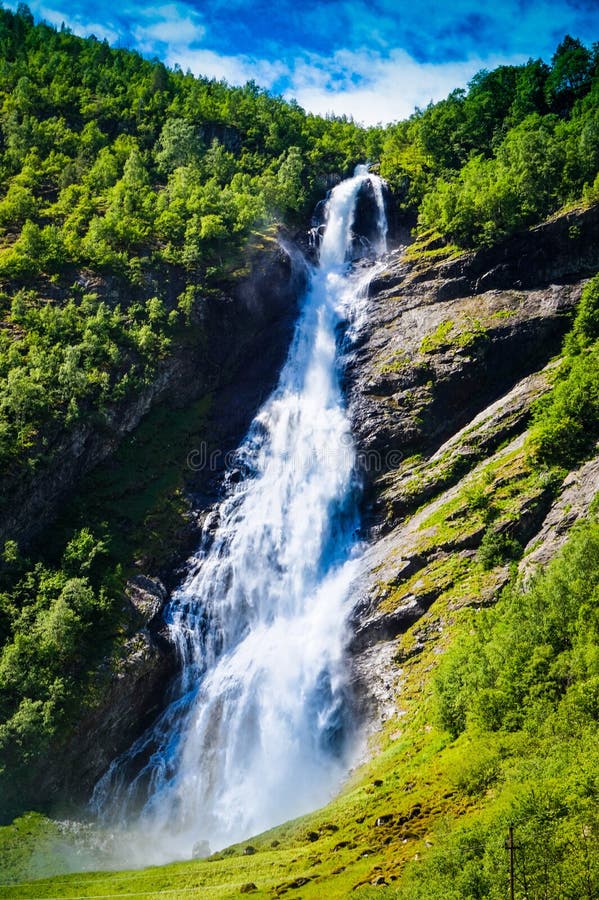 Waterfall in Mountains - Norway, Scandinavia Stock Photo - Image of ...