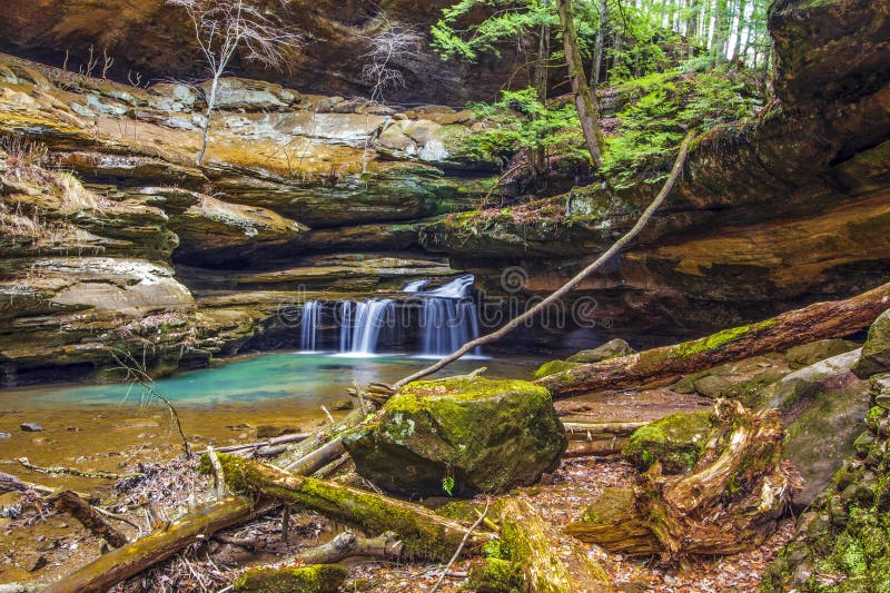 Waterfall, Old Man& X27;s Cave, Hocking Hills State Park, Ohio Stock ...