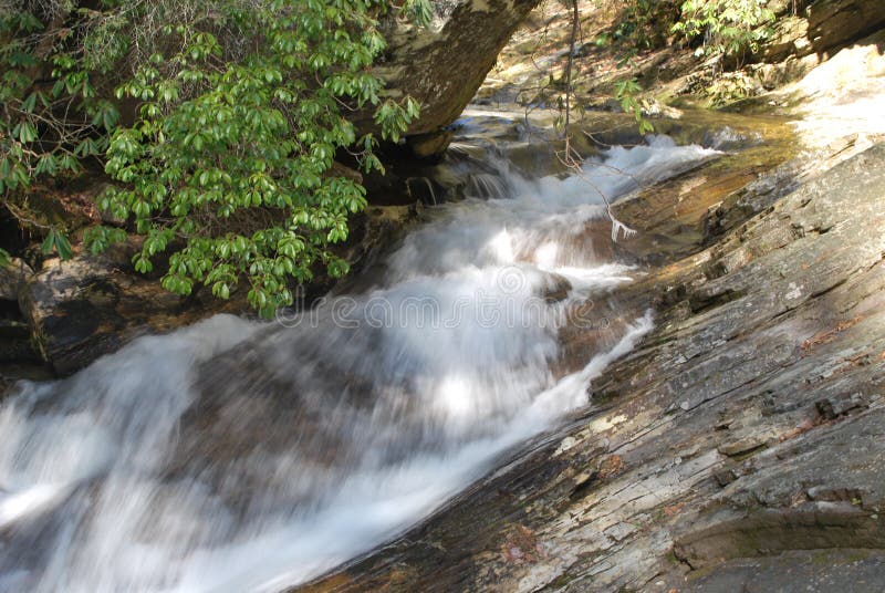 Waterfall one stock image. Image of leaves, rapids, mineral - 8365357