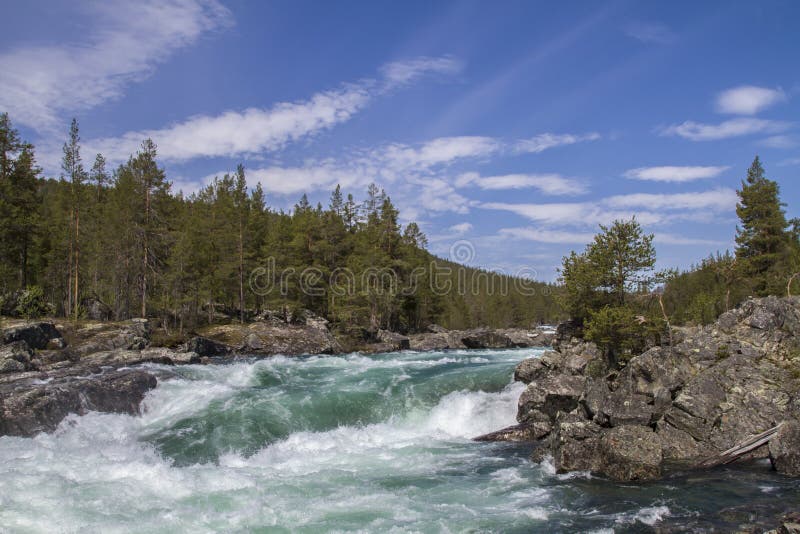 Waterfall in Ottadalen stock image. Image of river, scandinavia - 42974635