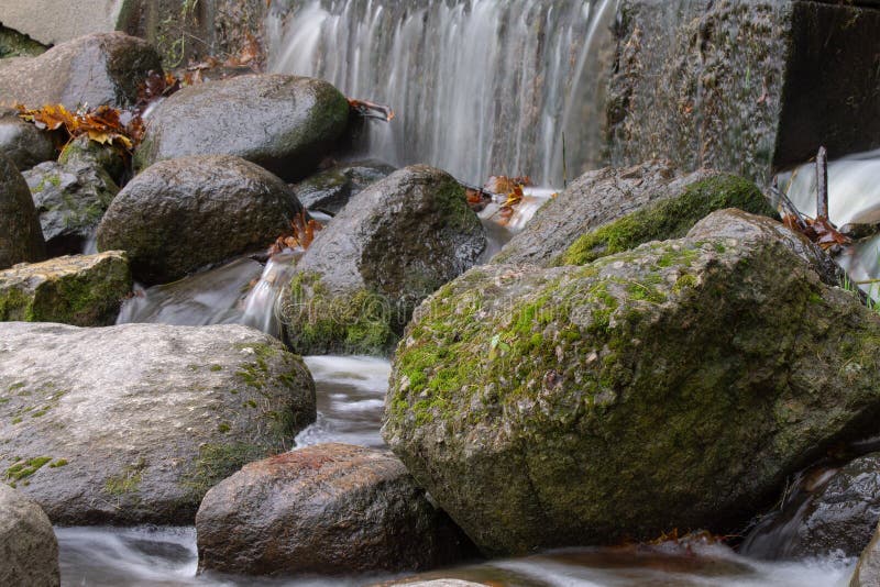 Waterfall Over Granite Rocks Fast Water Flow Stock Image - Image of ...