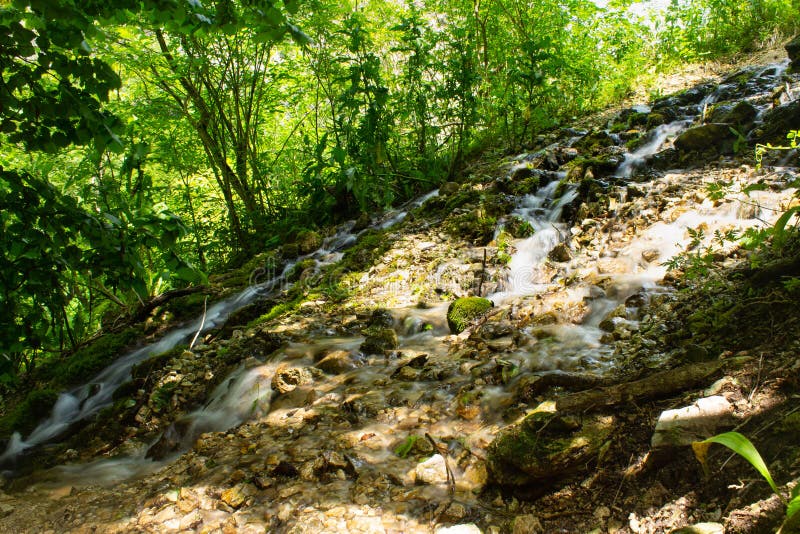 Waterfall Over Granite Rocks Fast Water Flow Stock Photo - Image of ...