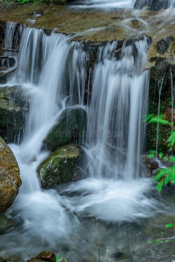 Waterfall Over Rocks Long Exposure Stock Image - Image of water, creek ...