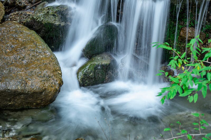 Waterfall Over Rocks Long Exposure Stock Image - Image of waterfall ...