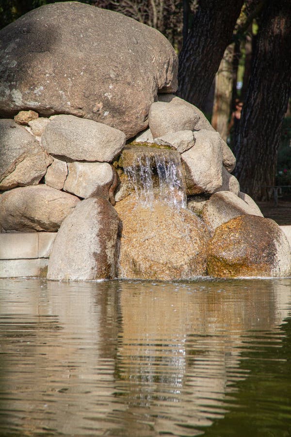 Stone Watterfall in the Park Stock Image - Image of pond, geology ...