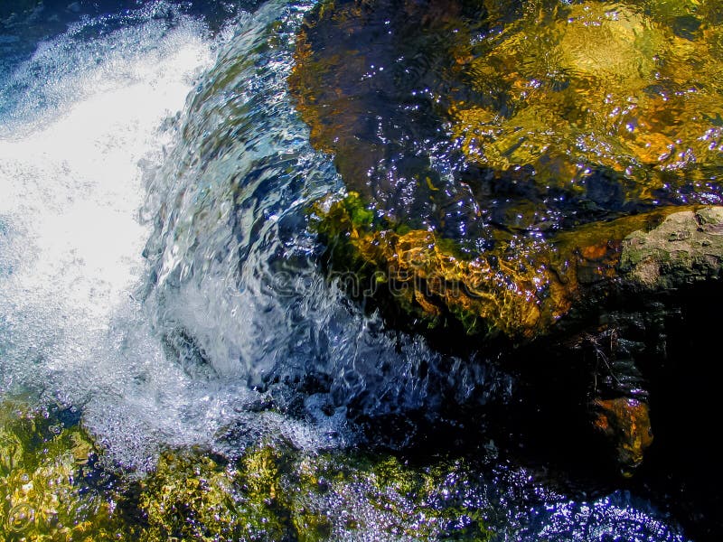 Waterfall Over Tree Root in a Stream in the Woods Stock Photo - Image ...
