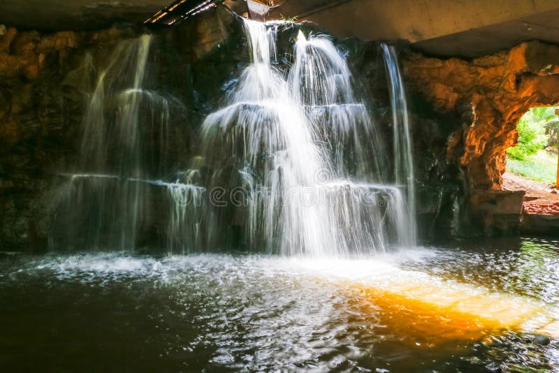 Waterfall in a Park in a Sunny Day Stock Photo - Image of summer ...