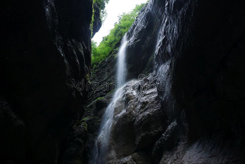 Waterfall stock image. Image of waterfall, rocks, partnachklamm - 134510083