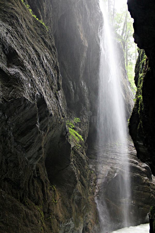 Waterfall in Partnachklamm stock photo. Image of raining - 49546180