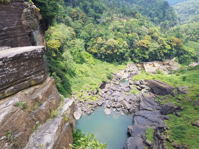 Waterfall and the Pond View from the Mountain Top Stock Photo - Image ...