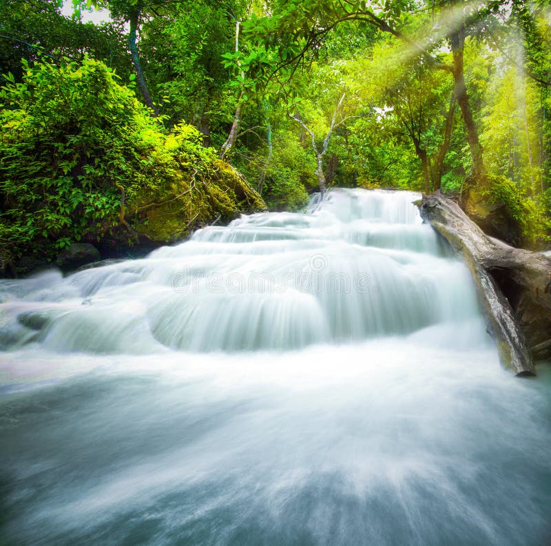 Waterfall pool landscape stock image. Image of green - 102500605