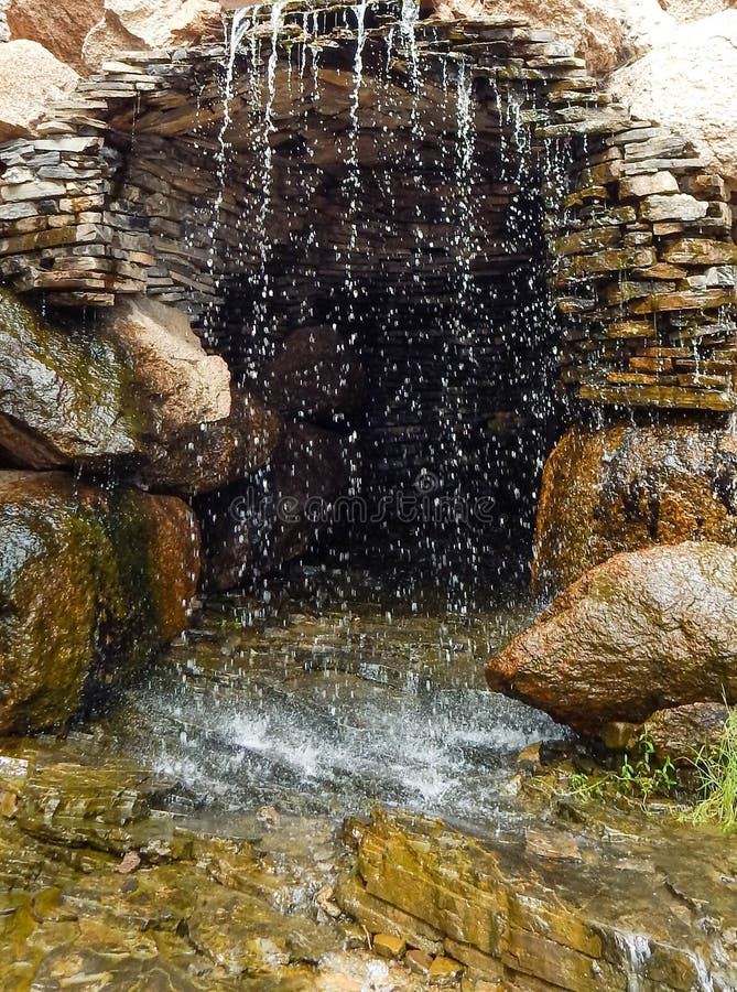 Waterfall Pouring Down Viewed Cliff Edge in Forest Stock Photo - Image ...
