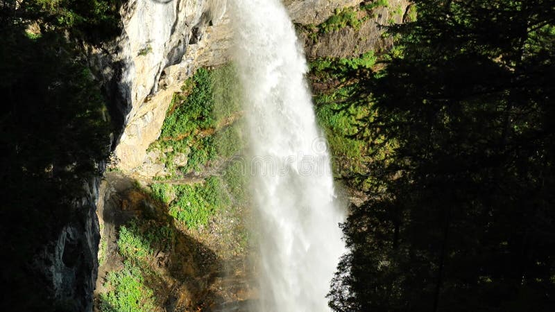 Waterfall. Powerful Stream of a Waterfall from a High Cliff. Downward ...