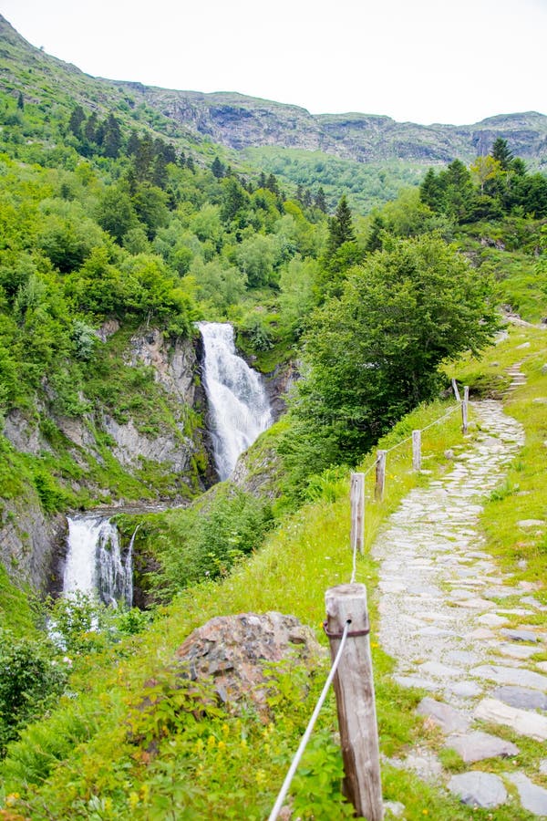 Waterfall in the Pyrenees stock image. Image of water - 204478617