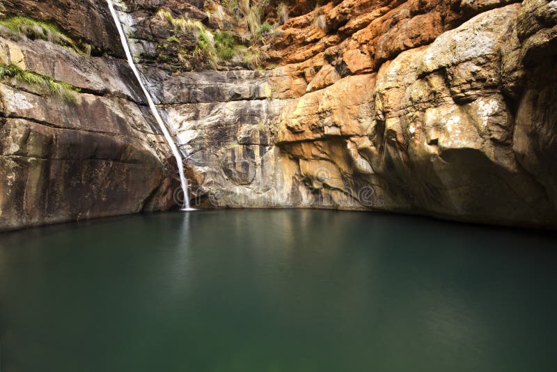 Waterfall and Quiet Pool of Water Stock Image - Image of garden, rocky ...