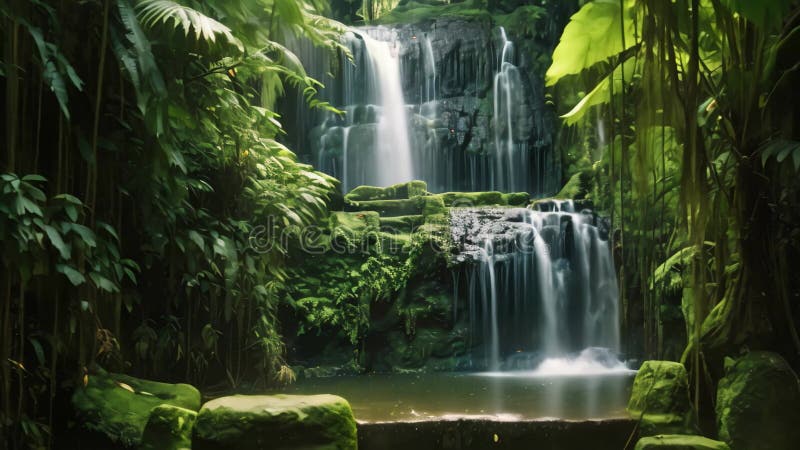 Waterfall in the Rain Forest. Beautiful Waterfall in the Rainforest, a ...