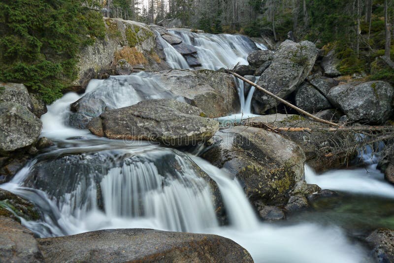Waterfall Rapids on a Mountain Stream Stock Image - Image of forest ...