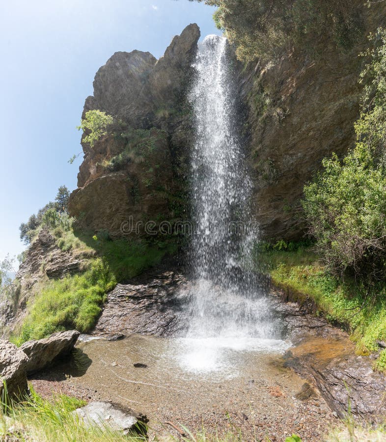 Waterfall in a Ravine in Sierra Nevada Stock Image - Image of ...