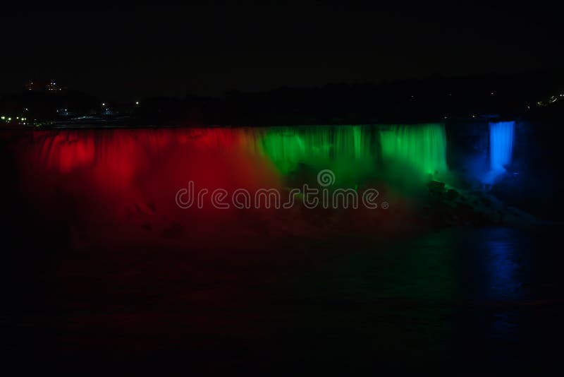 Waterfall Red Green Blue Niagara Falls Ontario Canada Stock Photo ...