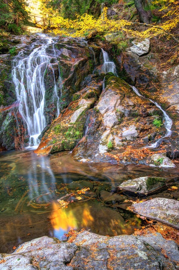 Waterfall Reflections stock photo. Image of pool, flow - 374502
