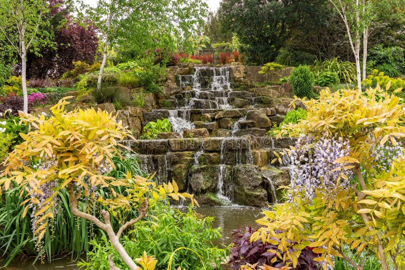 Waterfall in Regent S Park in Spring, London, UK Stock Image - Image of ...