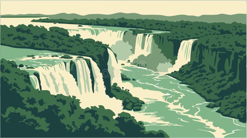 Waterfall and River, Dynamic Water Natural Flow Vector Design ...