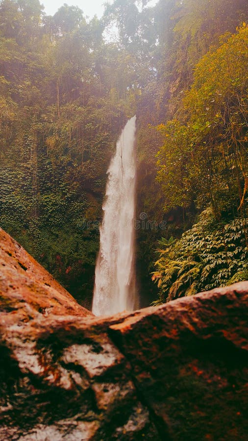 Waterfall River and Behind Rock View Stock Photo - Image of spring ...