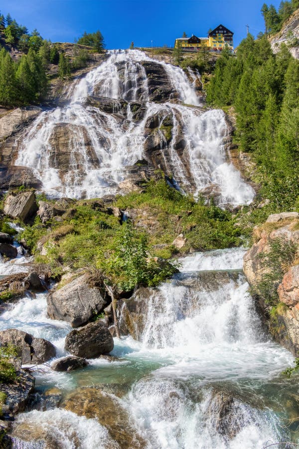 The Waterfall of the River Seen from Below Stock Image - Image of italy ...
