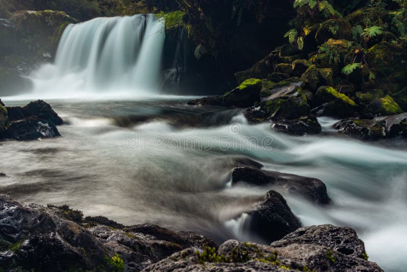 Waterfall and River with Silk Water Stock Photo - Image of autumn ...