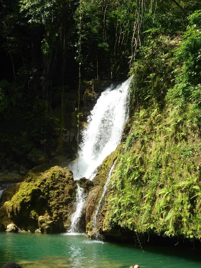 Waterfall from the rock stock photo. Image of rock, jamaica - 159698304