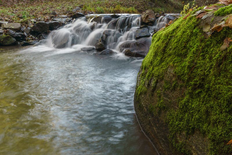 Waterfall rock moss stock photo. Image of cascade, water - 260119440