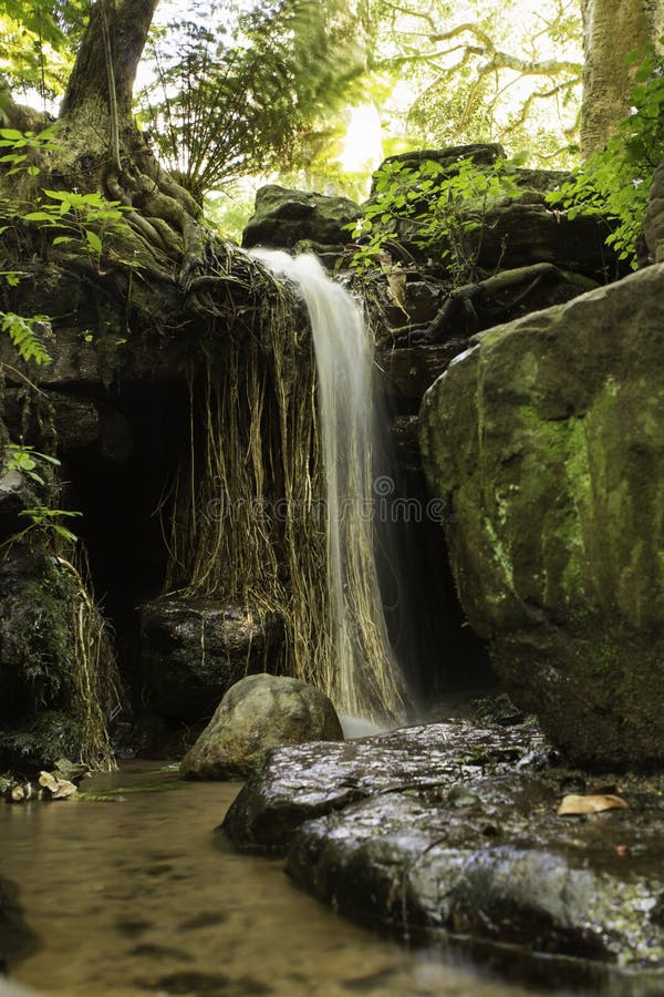 Waterfall and rock stock image. Image of moss, pool, reflection - 785781