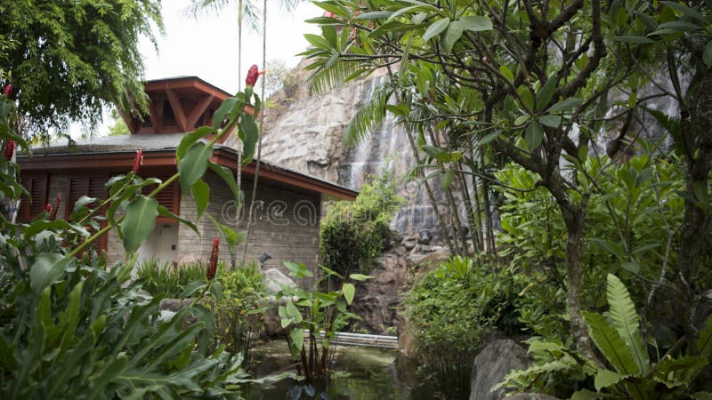 Waterfall from the Rock with the Sign of Sentosa Editorial Stock Image ...