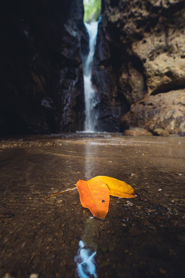 Waterfall and Rock Small Natural Waterfall in Pai Rainy Season Stock ...