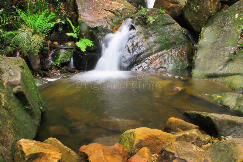 Waterfall and rocks stock image. Image of white, damp - 17147443